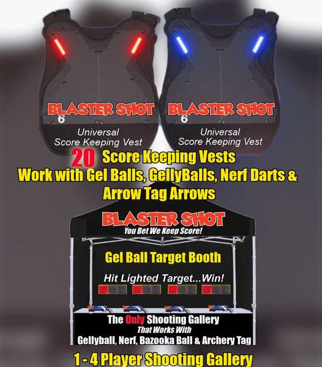 Gel Ball Target Shooting Gallery & 20 Gel Ball Vests - $8,499.00
